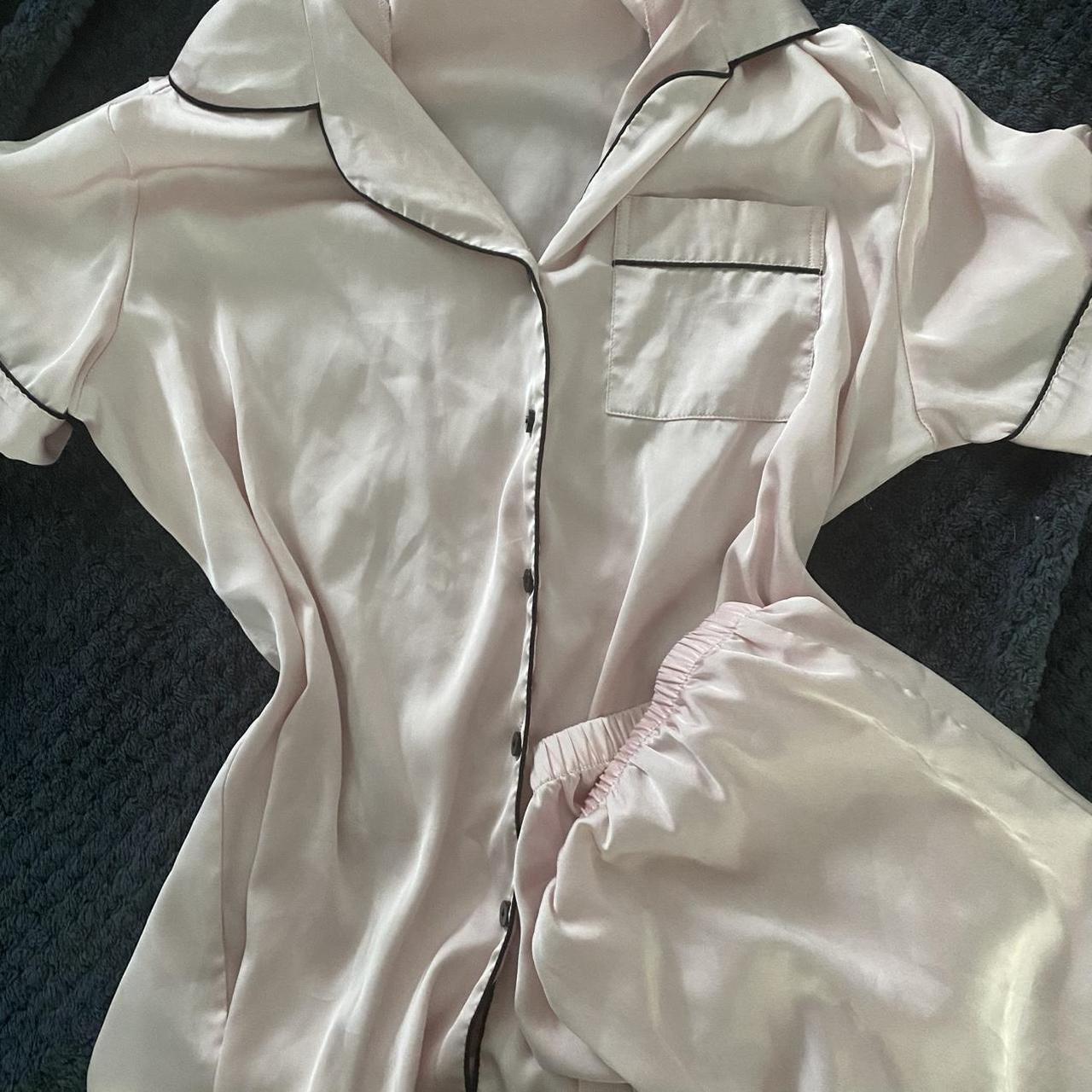 Pink satin y2k pyjama set #y2k #coquette #cutecore... | Depop