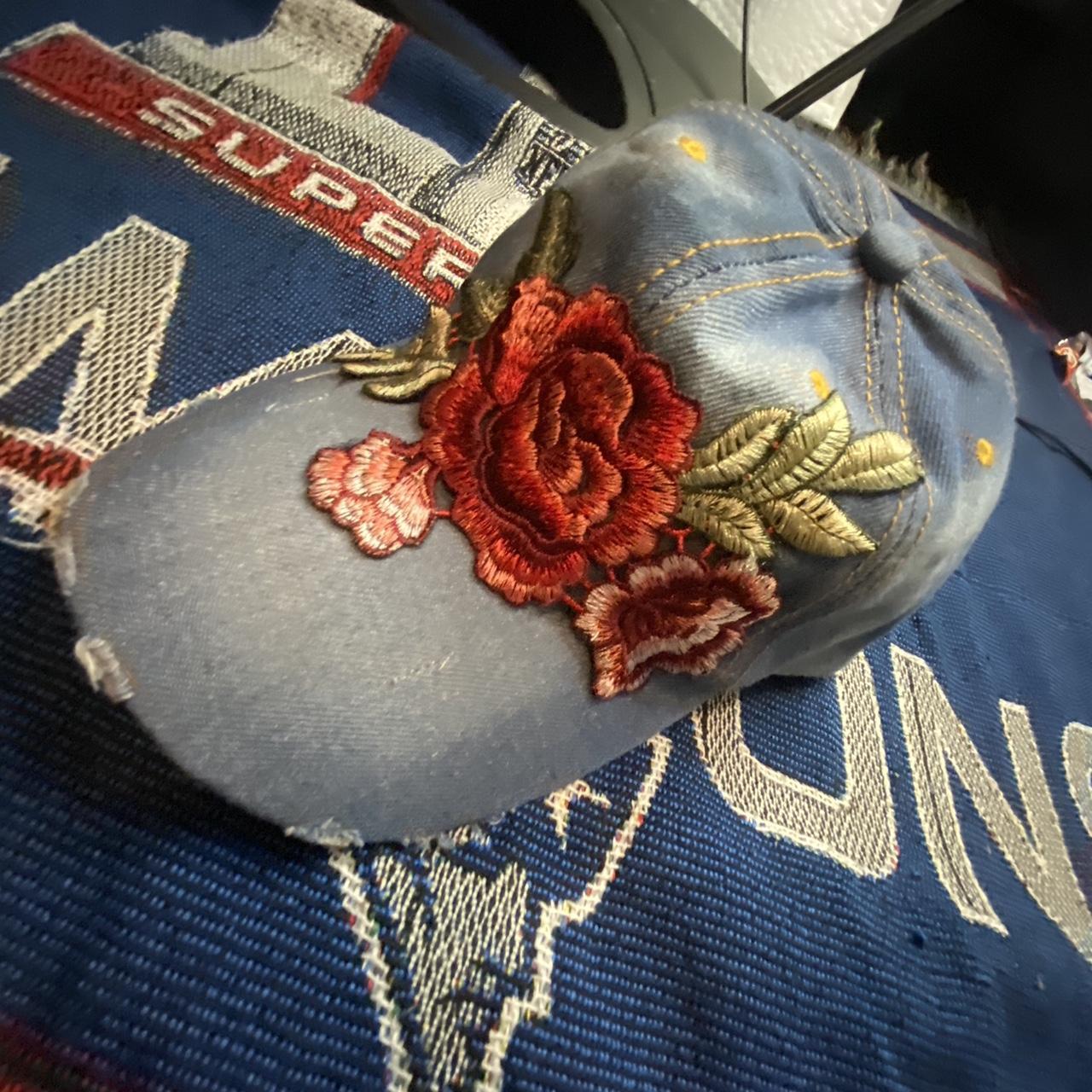 Vintage rosé embroidered hat - Depop
