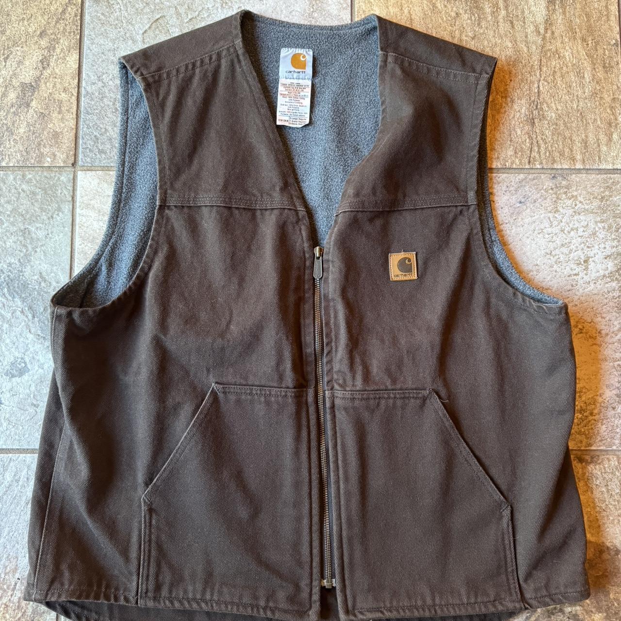 Brown Carhartt Fleece Lined Vest Size Xl Carhartt Depop