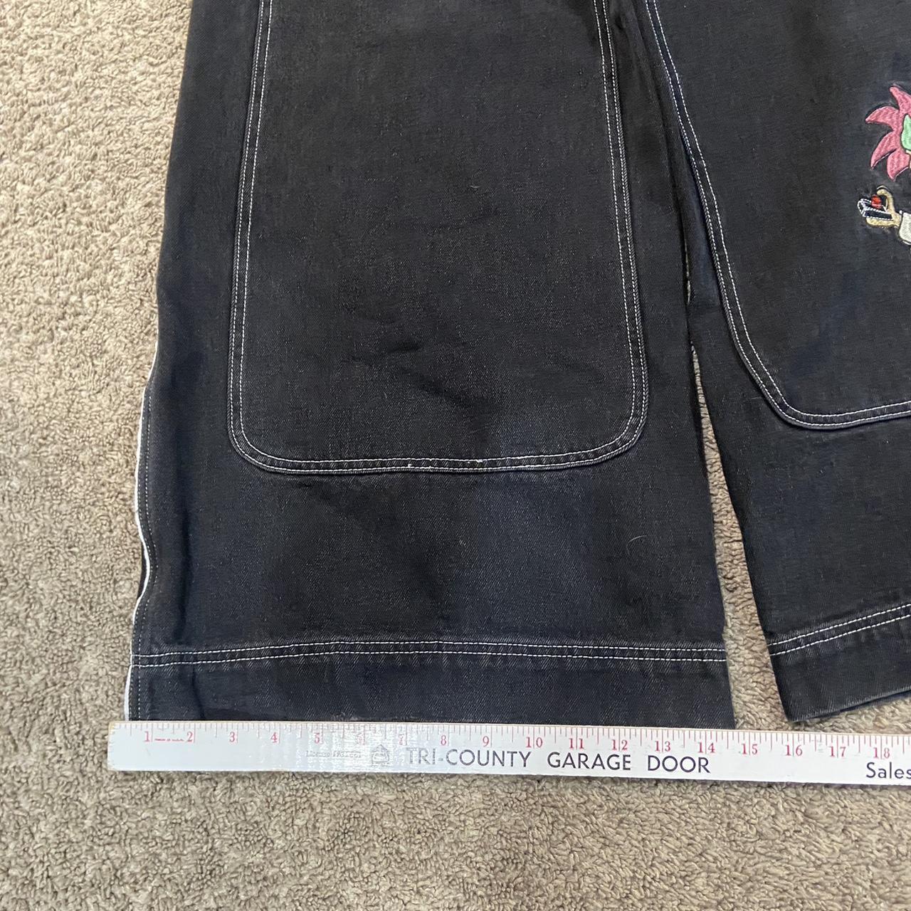 rave pants Jnco like baggy embroidered wideleg jeans... | Depop