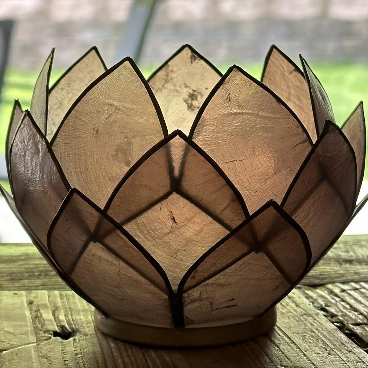Capiz Shell Lotus Flower Tea Light Candle Holder... - Depop