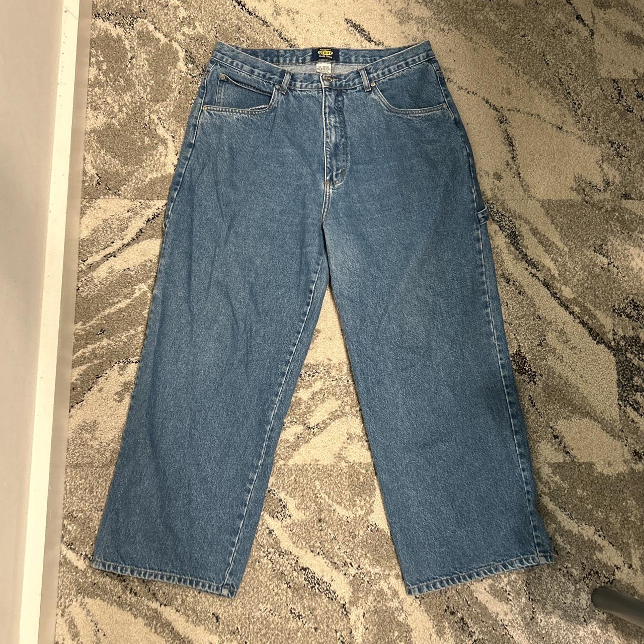 UTILITY denim jeans , wide and baggy fit, excellent... - Depop