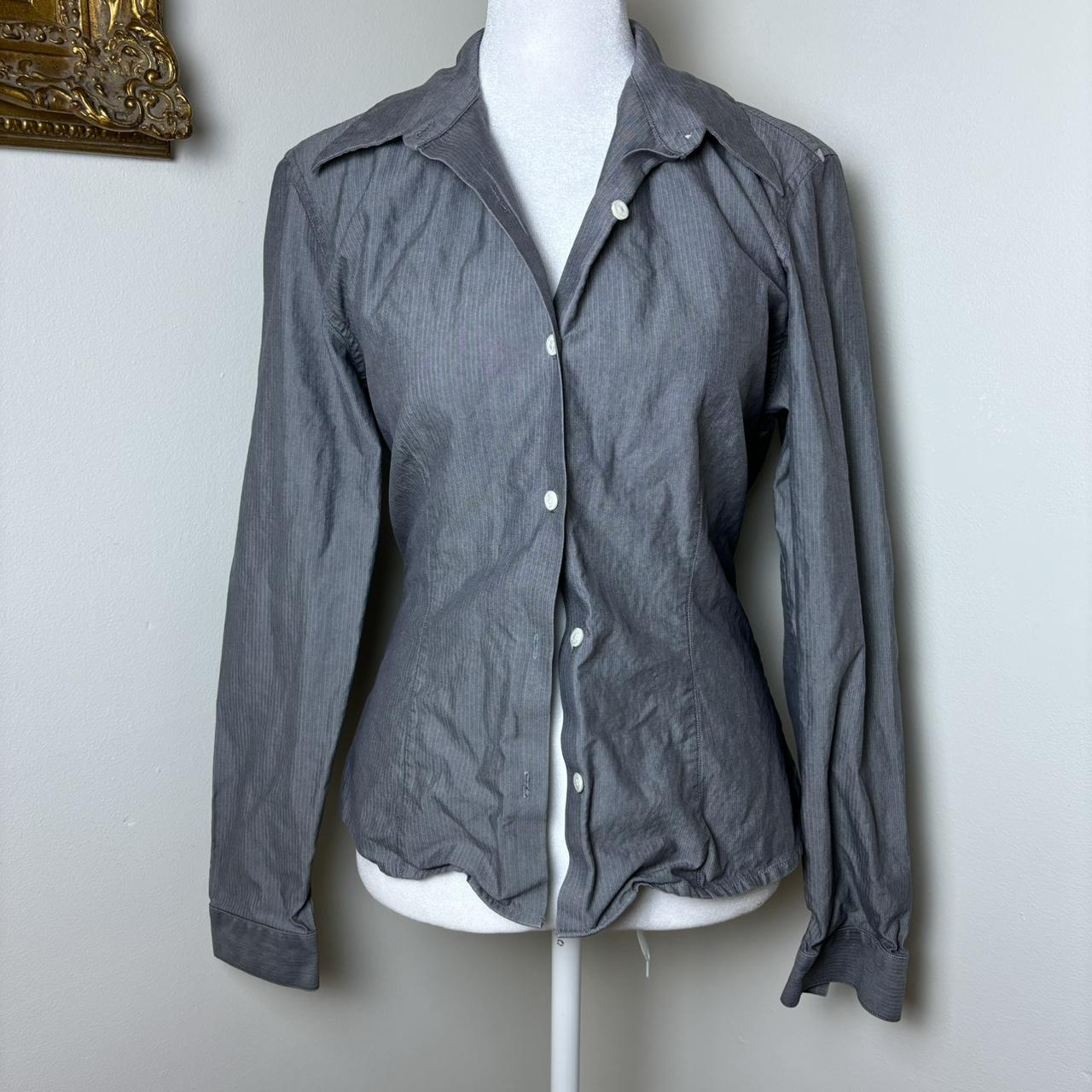 Office siren grey fitted button down size Medium -... | Depop