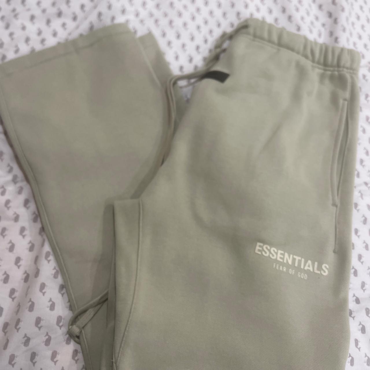 Essentials Olive Green Sweat Pants Size Small and baggy - Depop
