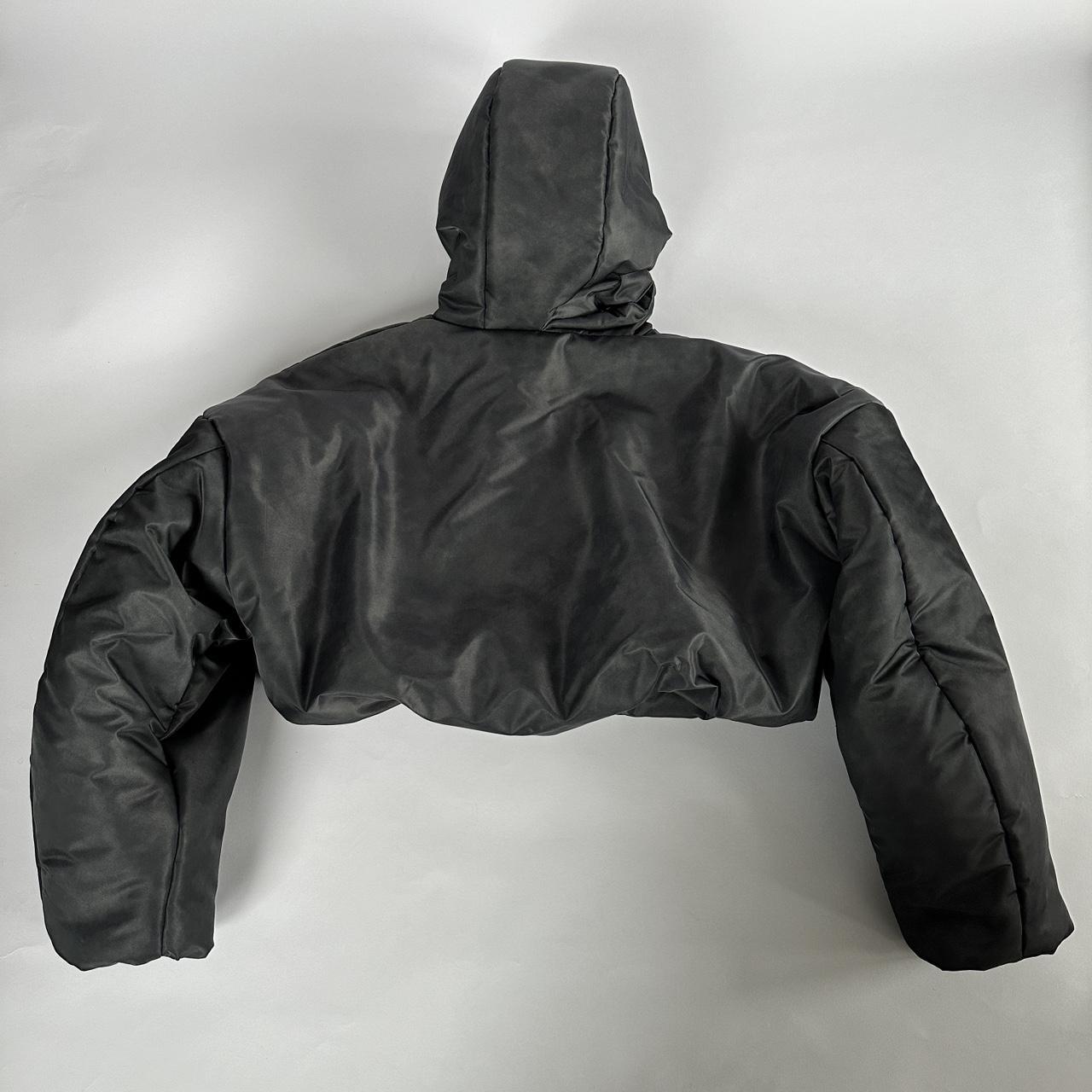 Y/Project Cropped puffer jacket in dark grey with... - Depop