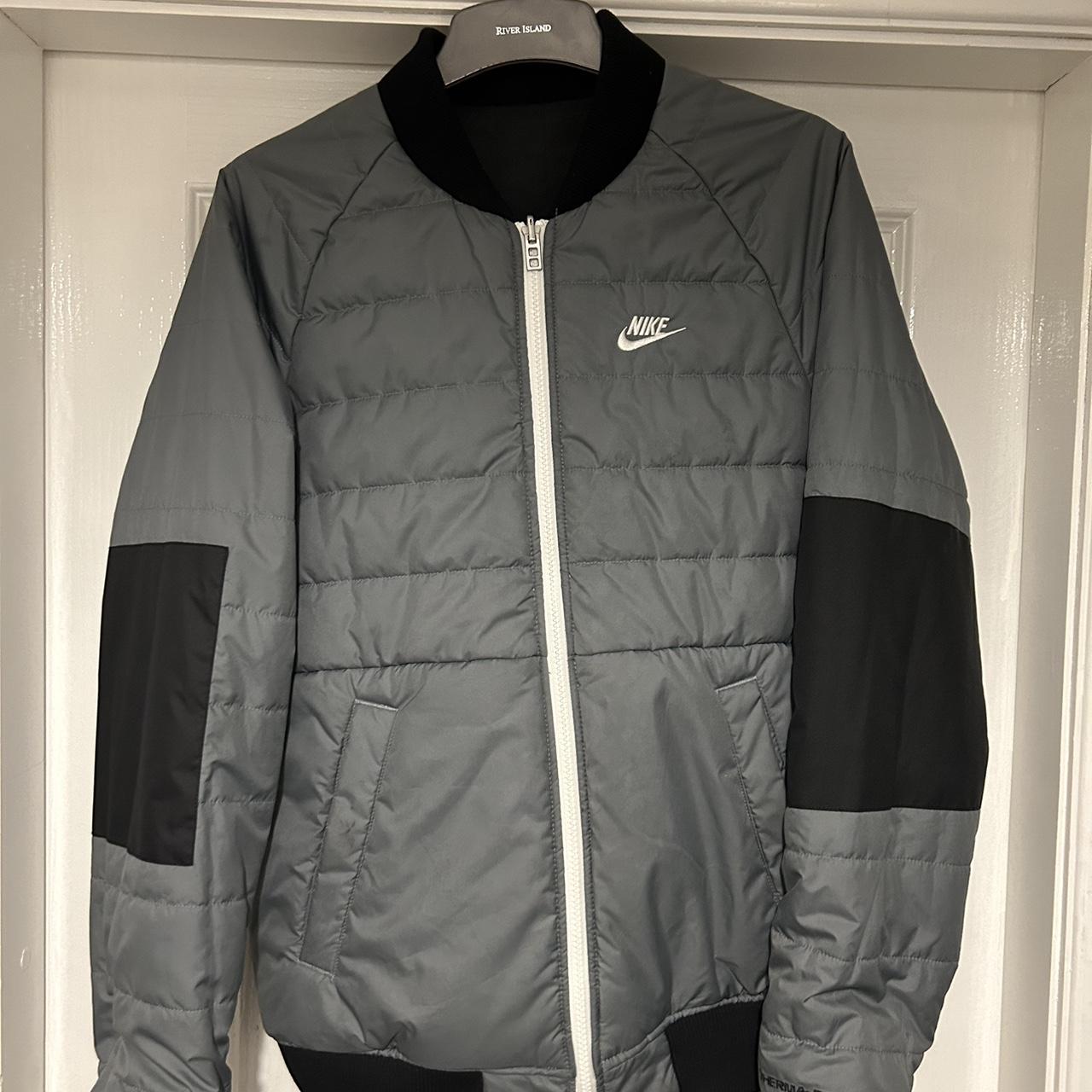 Black and grey reversible Nike jacket good condition - Depop