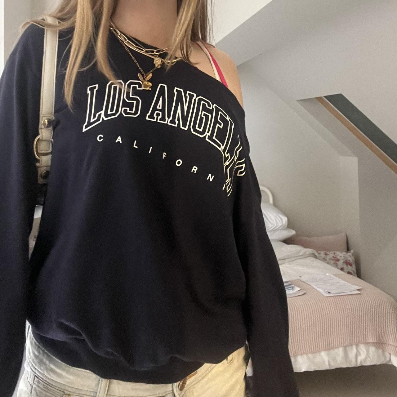 y2k blue off the shoulder top/jumper only worn once... - Depop