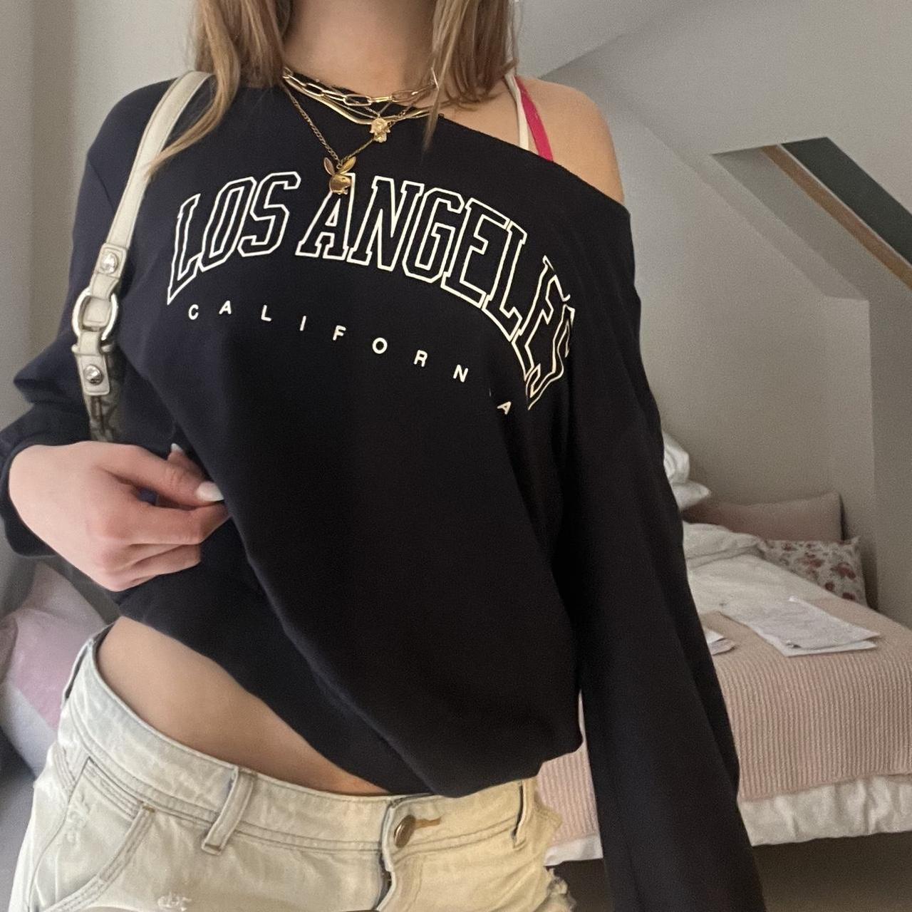 y2k blue off the shoulder top/jumper only worn once... - Depop