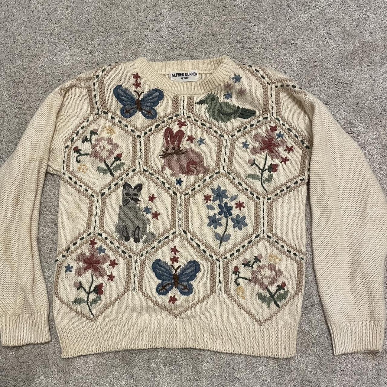 Super cute knit grandma sweater with a rabbit,... - Depop