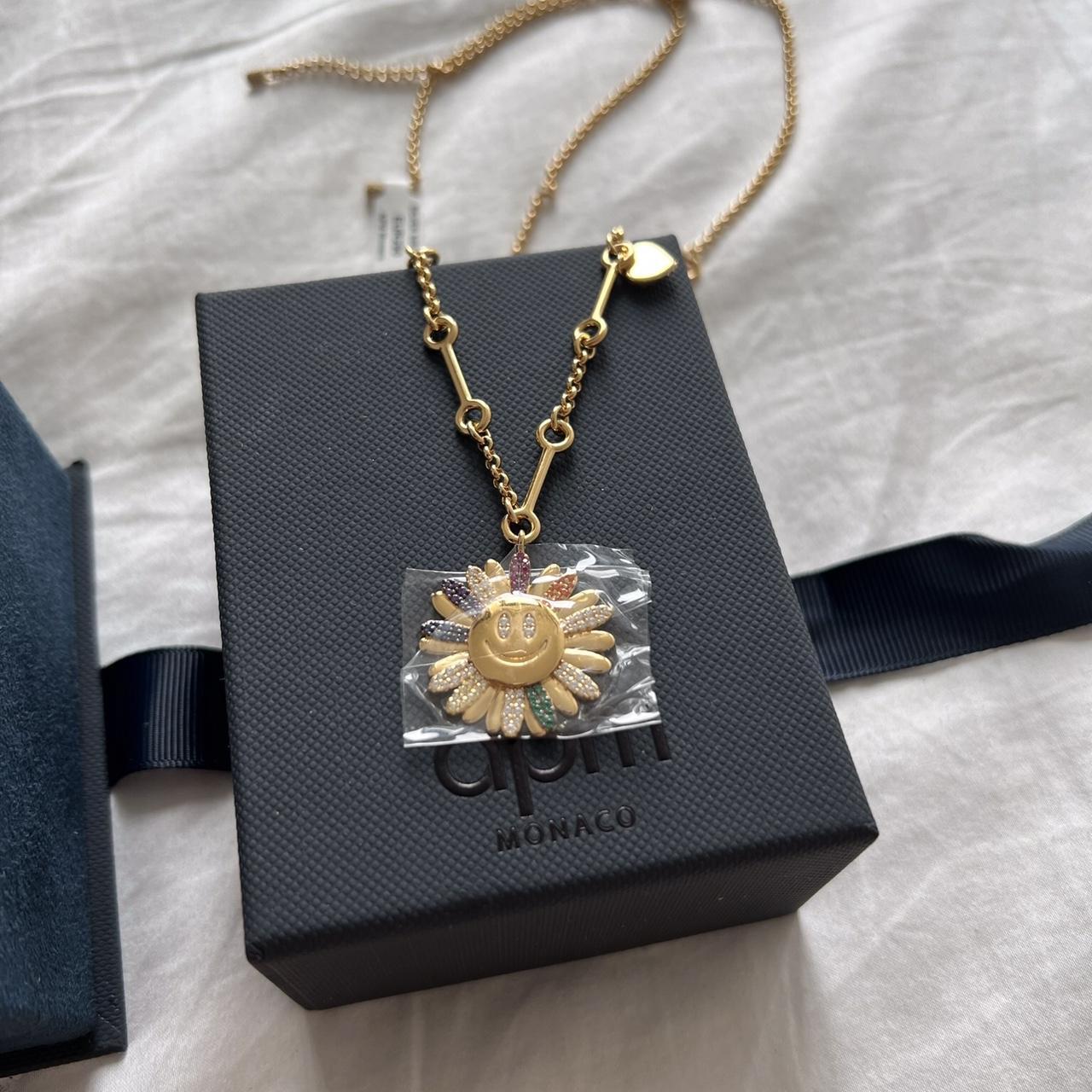 APM Monaco necklace Silver 925 gold platted Flower... - Depop