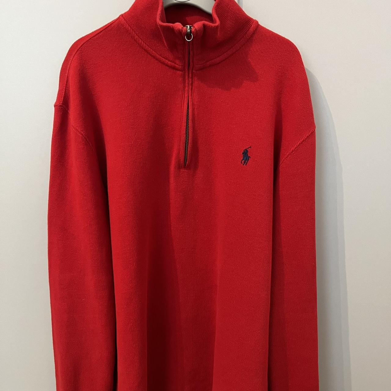 Ralph Lauren Red Half Zip Jumper - Depop