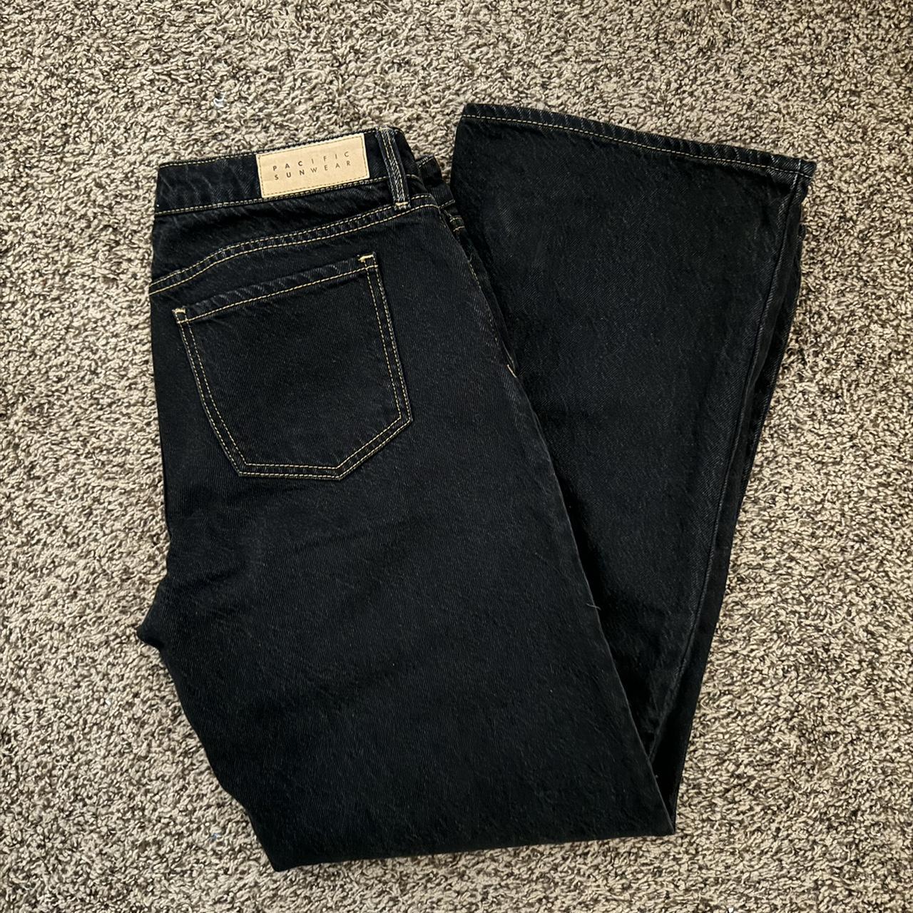 Pacsun low rise baggy Size 28 Black denim Rarely... - Depop