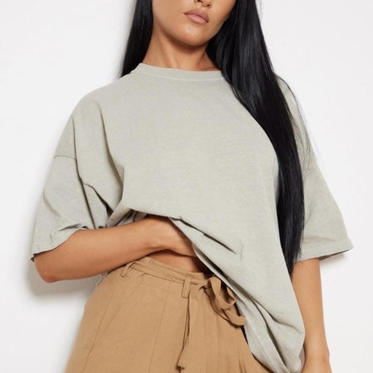 PrettyLittleThing Women's Cream T-shirt | Depop