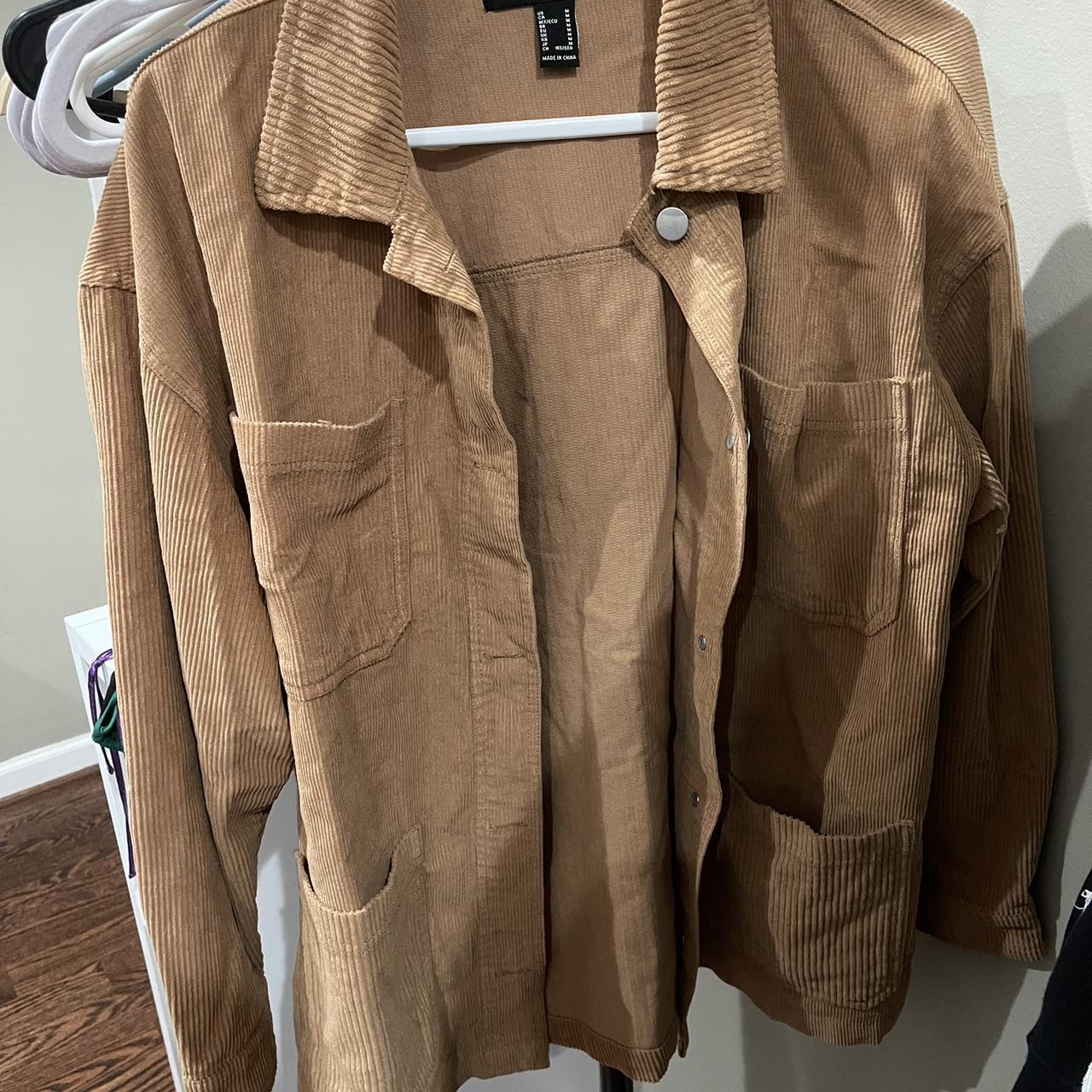Brown corduroy button up light jacket... - Depop