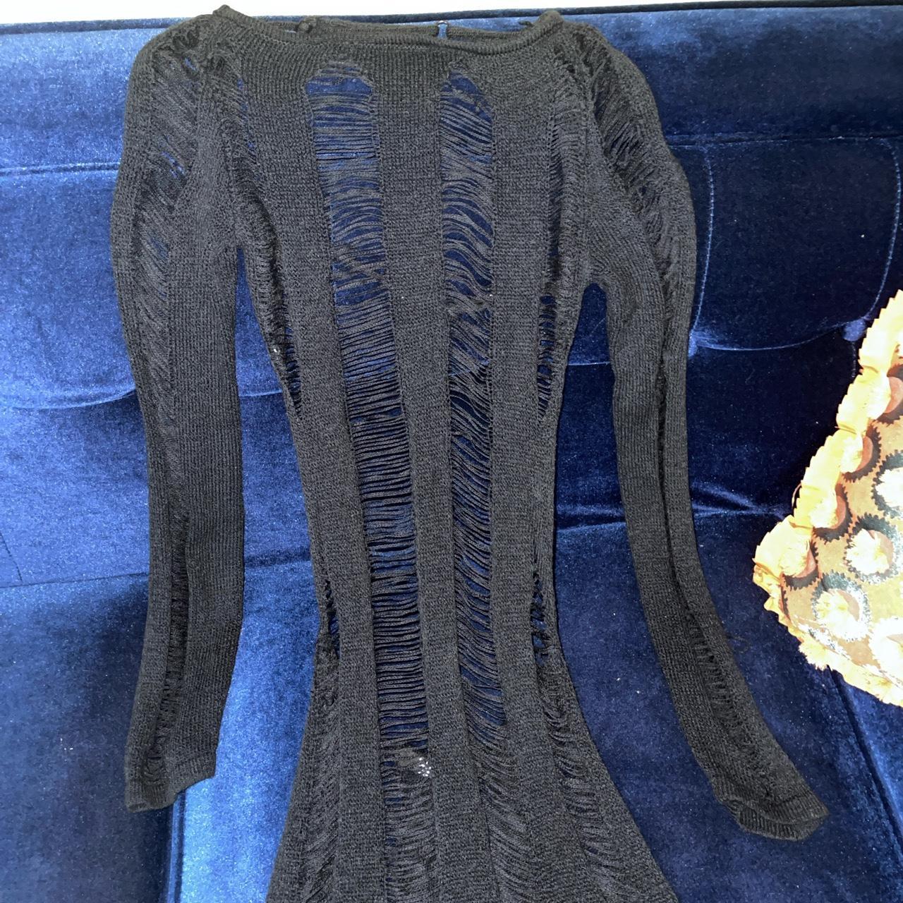 Mini black detailed shred dress - Depop