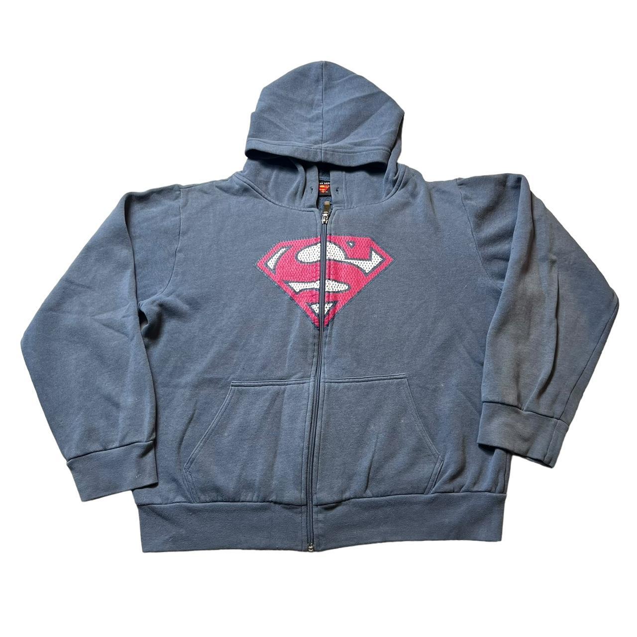 Y2K Grunge Superman Zip Up Jacket Large 2002 Logo... - Depop