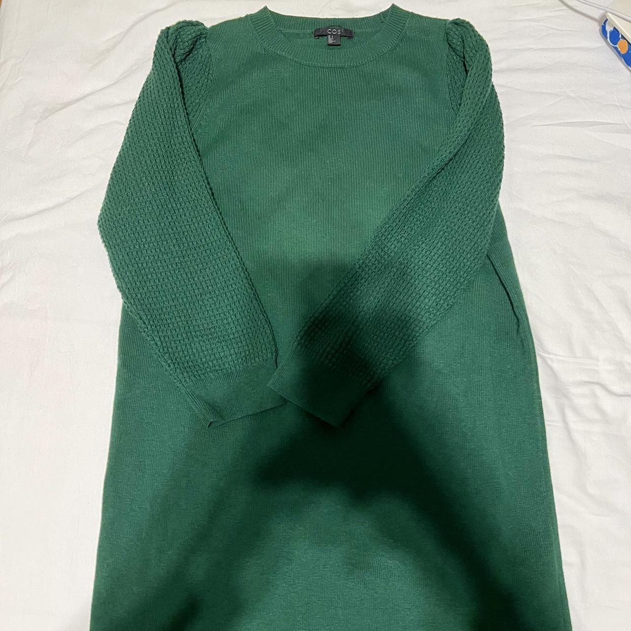Cos green cotton wool blend sweater dress Size small - Depop