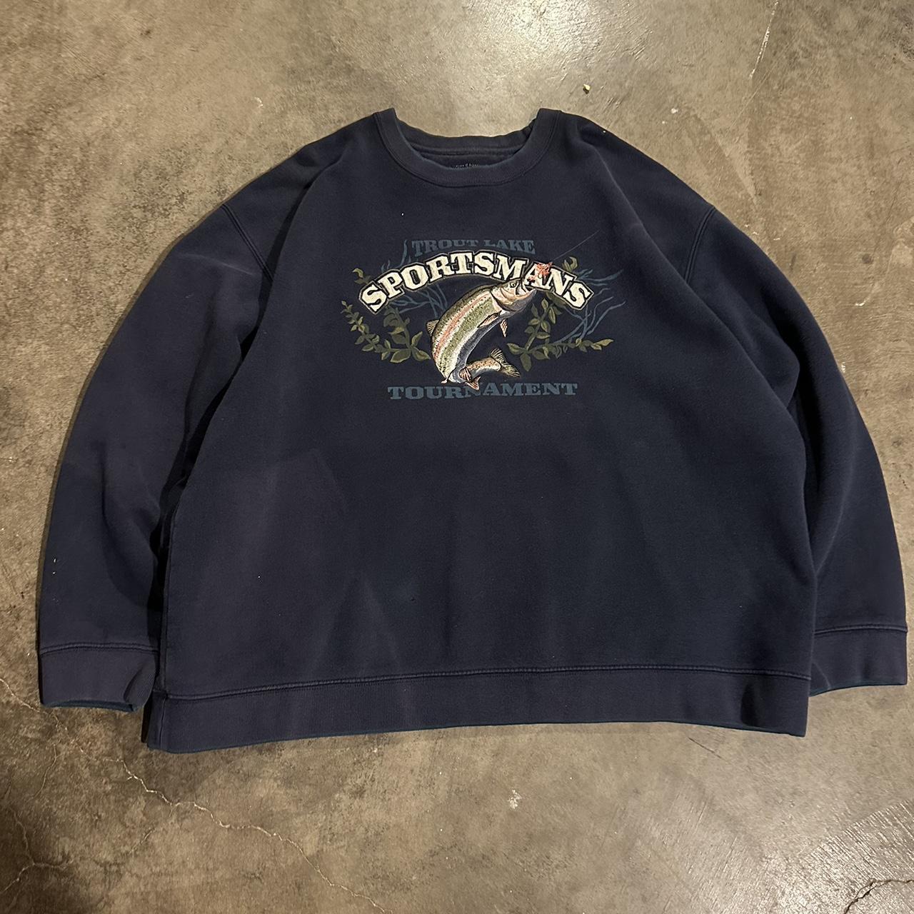 Y2K sportsman trout crewneck size XL nice faded... | Depop