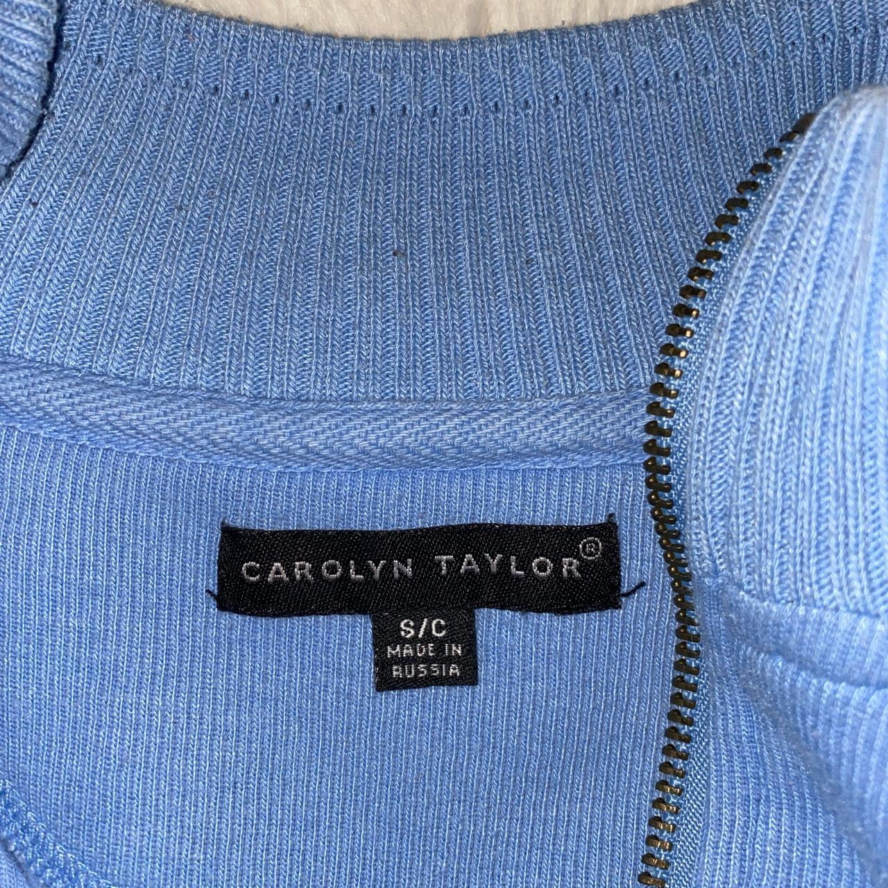 Carolyn Taylor Light Blue Quarter Zip Sweater Size S - Depop