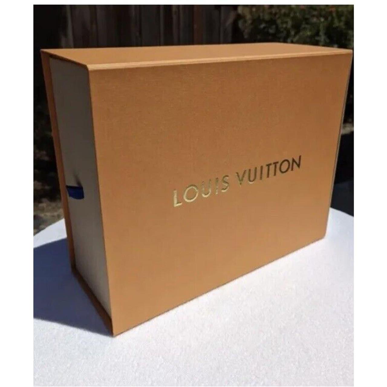 LOUIS VUITTON Empty Gold Font Shoe Box 14 x 11 x 6... - Depop