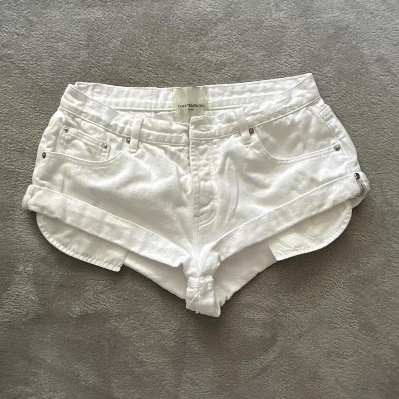 One Teaspoon White Bandits Shorts Barely... - Depop