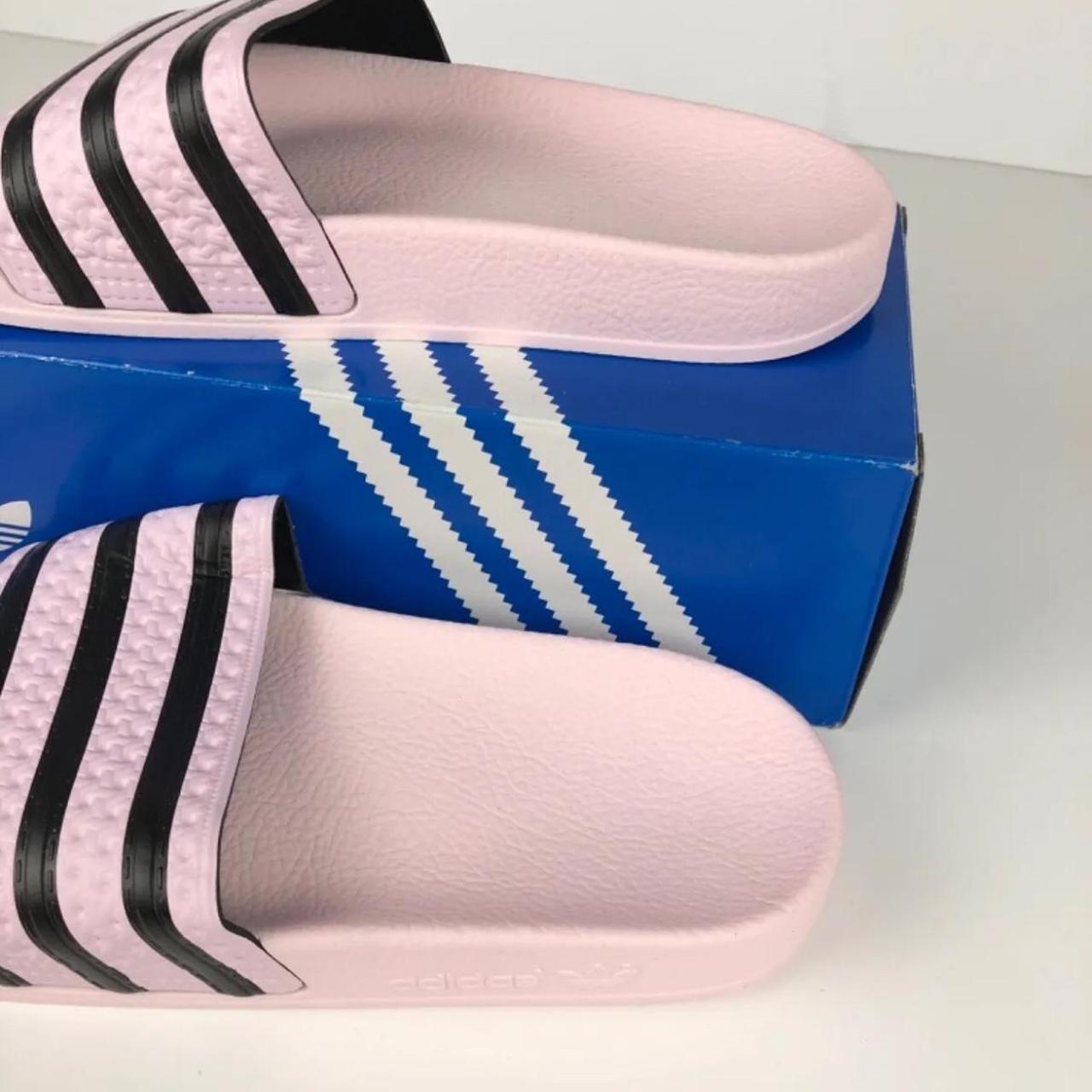 Adidas Adilette Pink 3 Stripes Slides Pink /... - Depop
