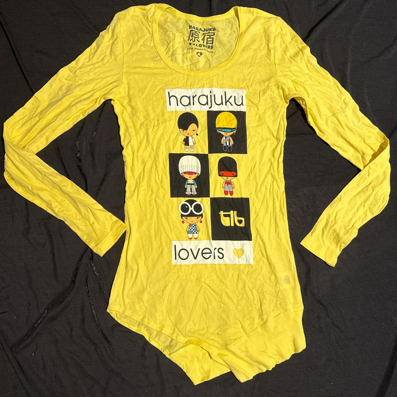 New Harajuku Lovers Long Sleeve Yellow 80’s Line up... | Depop