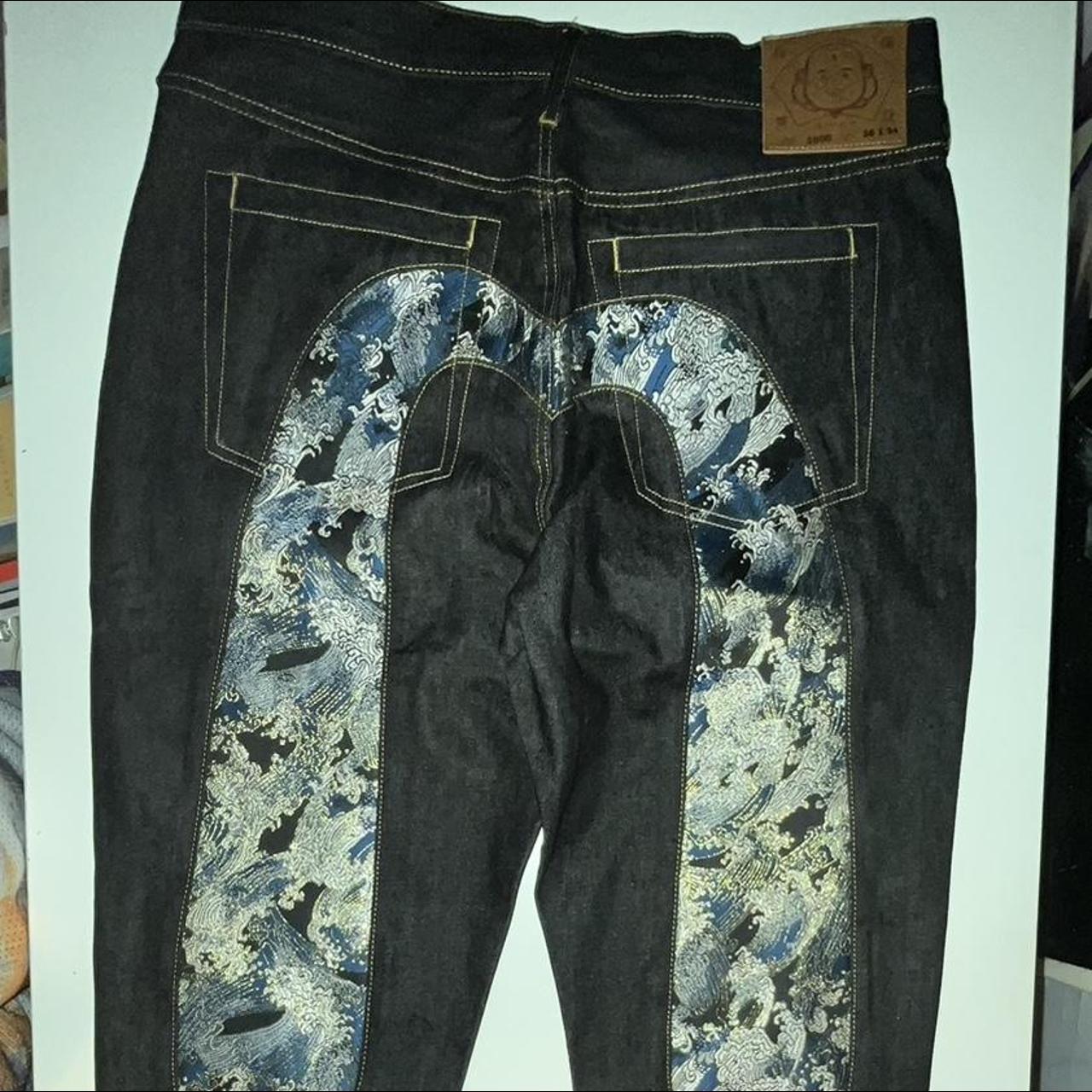 Evisu embroidered jeans 36x34 Insanely tuff Minimal... - Depop