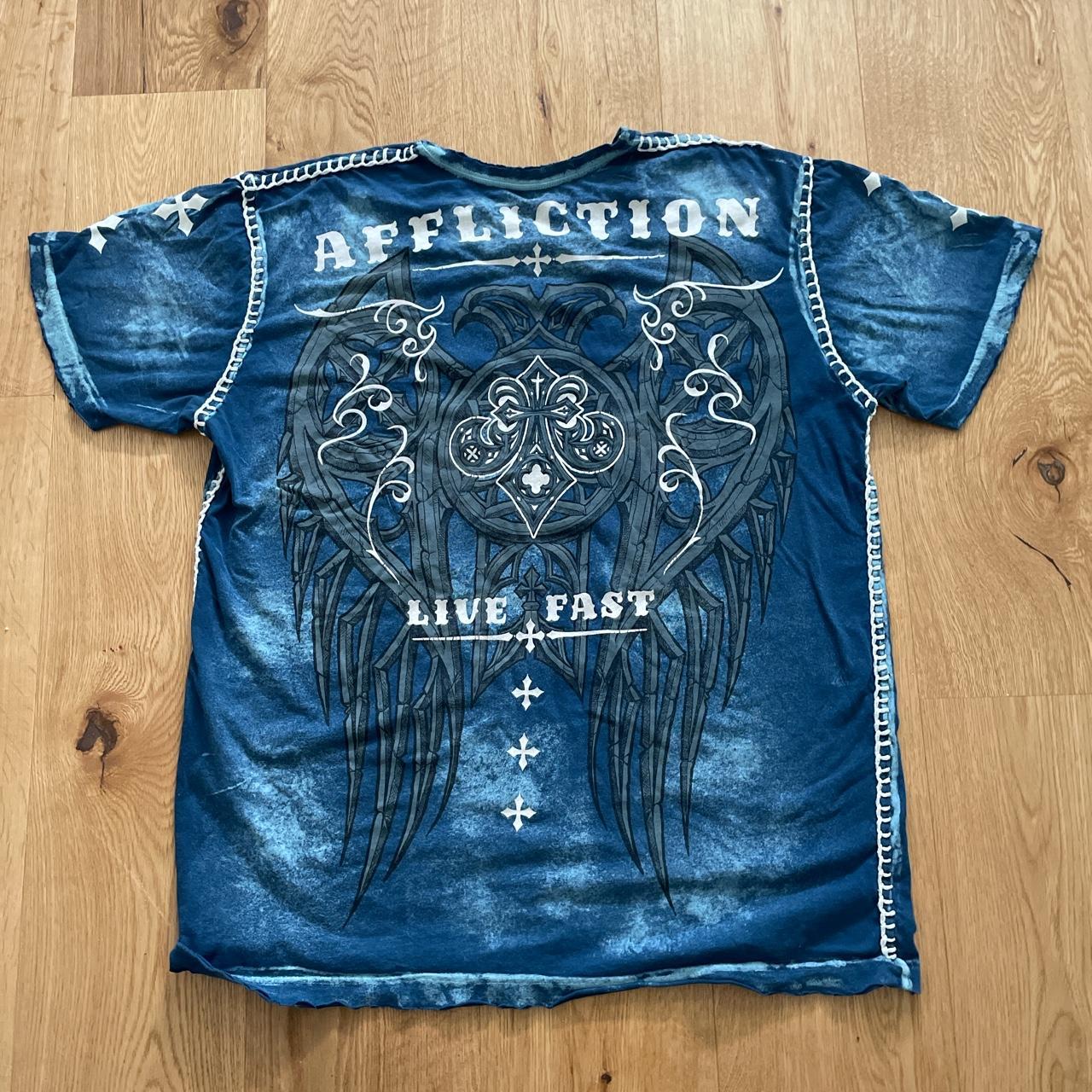 Affliction Men's Purple T-shirt | Depop