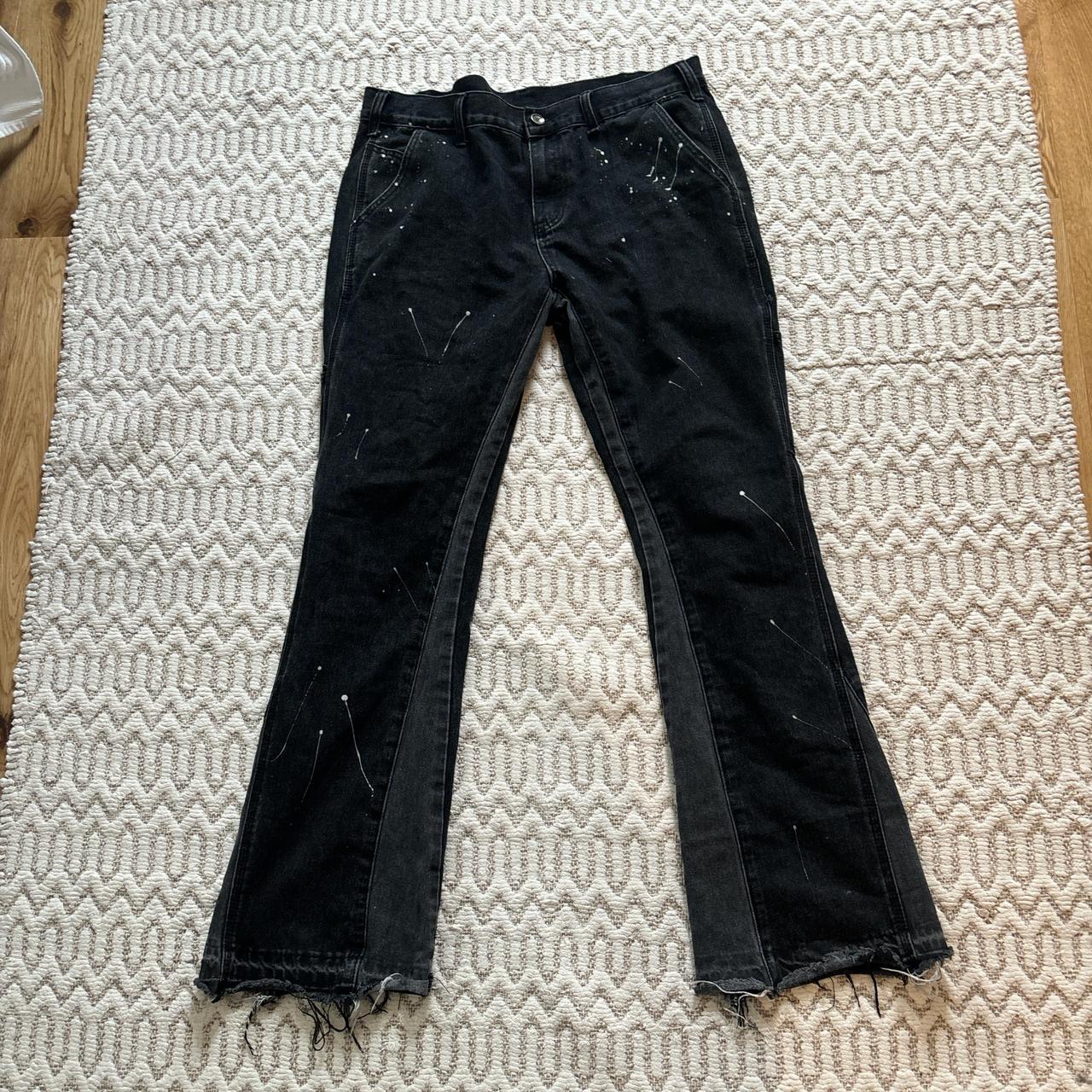 Size 36 black and grey flared jeans - Depop