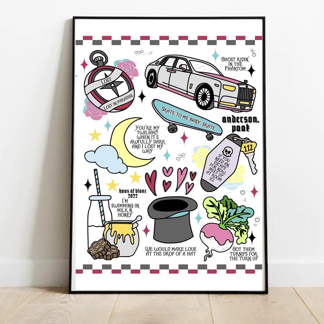 Anderson. Paak inspired tattoo flash art print A4... - Depop