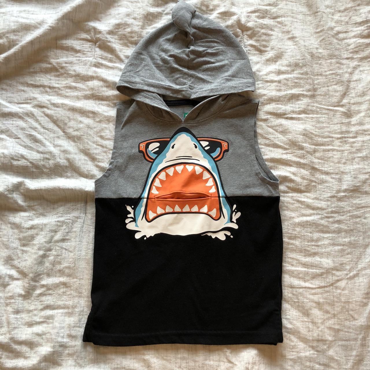 365 Kids shark hooded tank with pocket in the front... - Depop