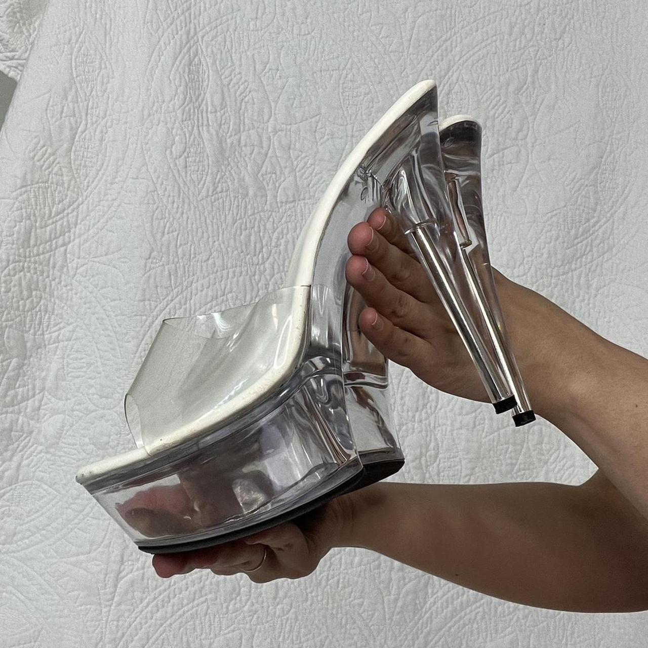 clear slip on platform stripper heel like new good... - Depop