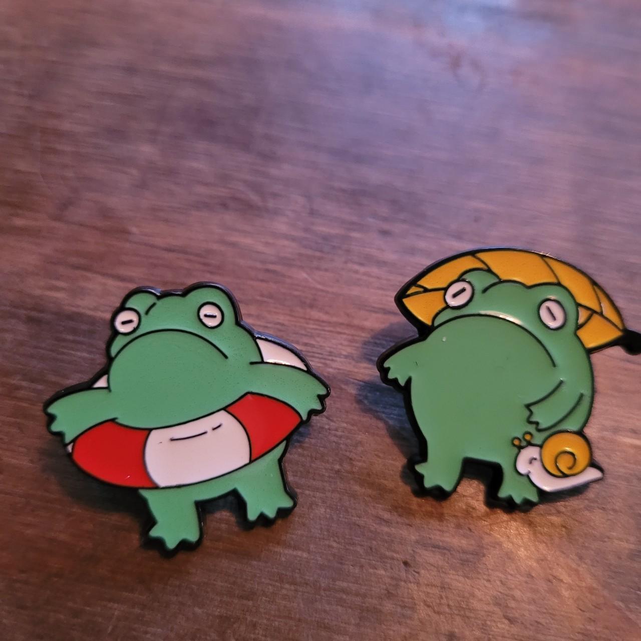 Cult pin/ pin badge Kawaii frog pins Set of two,... - Depop