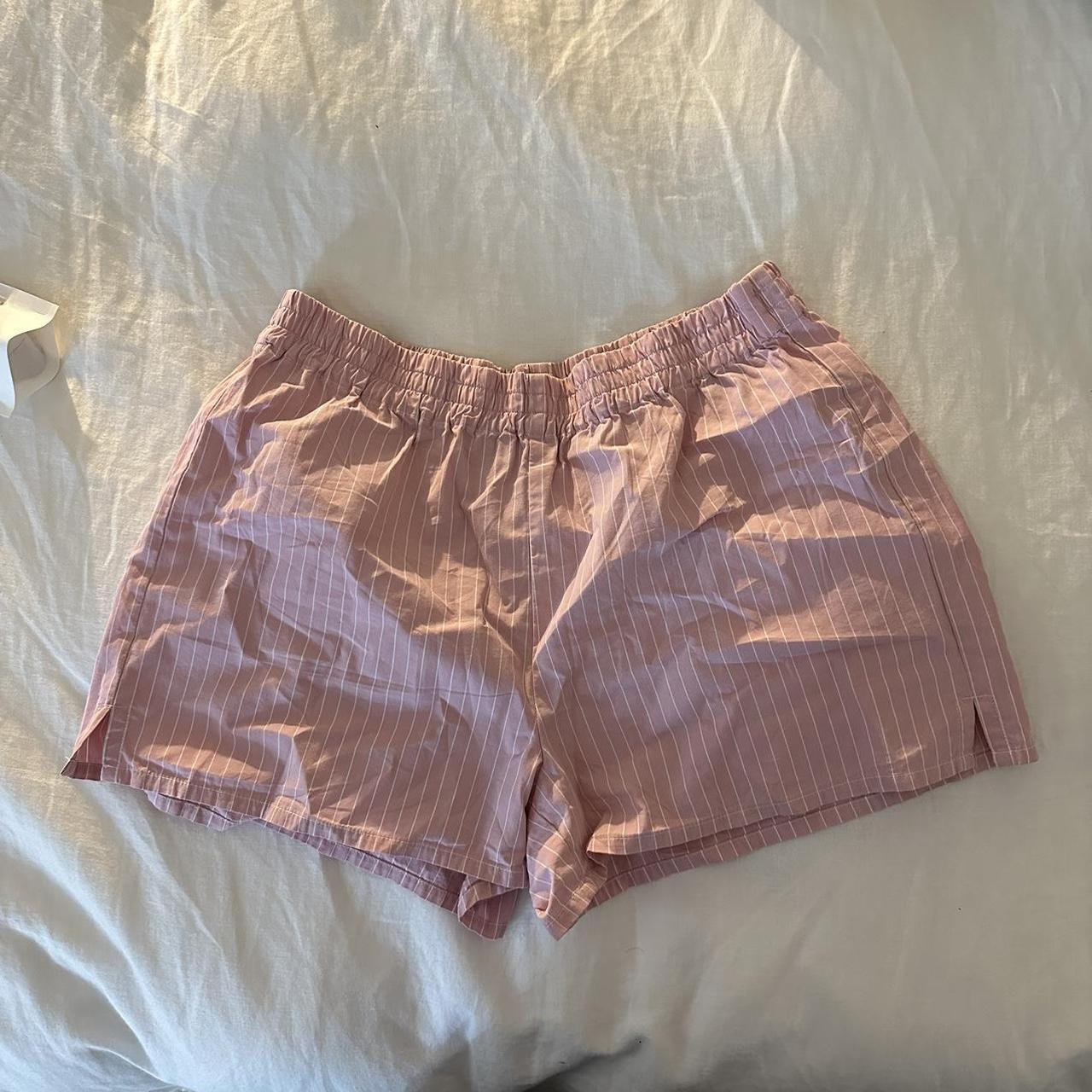 Aritzia Sunday Best Pink Striped Boxer Shorts No... - Depop