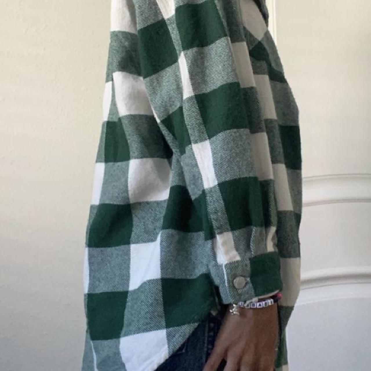 Green and white flannel only worn once. Kids size... - Depop