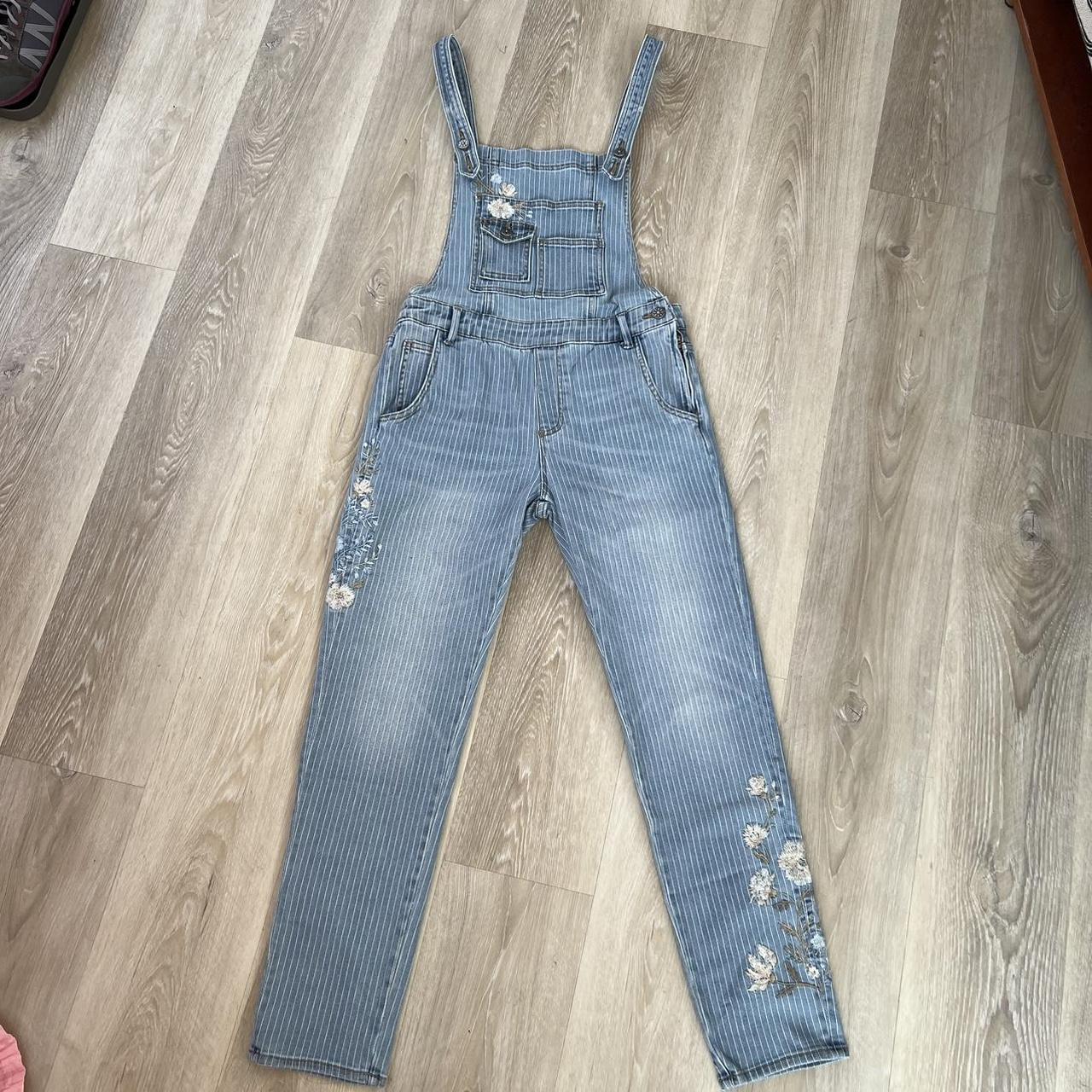 Embroidered overalls by Driftwood. Flower... - Depop