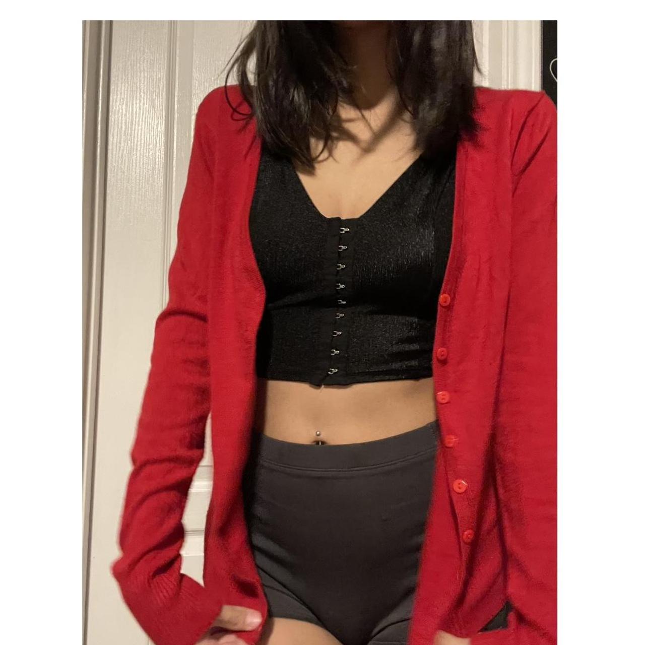 red cardigan #sweater #red #cardigan - Depop