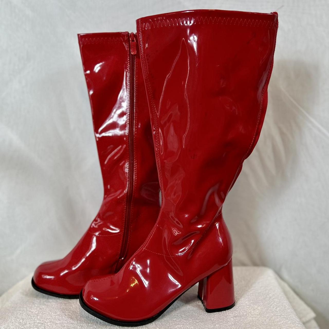 Display model knee high red GOGO boots for women -... - Depop