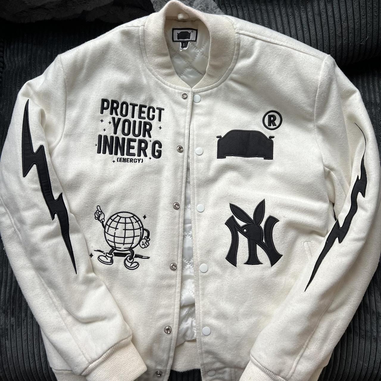 White Varsity Jackey | Depop