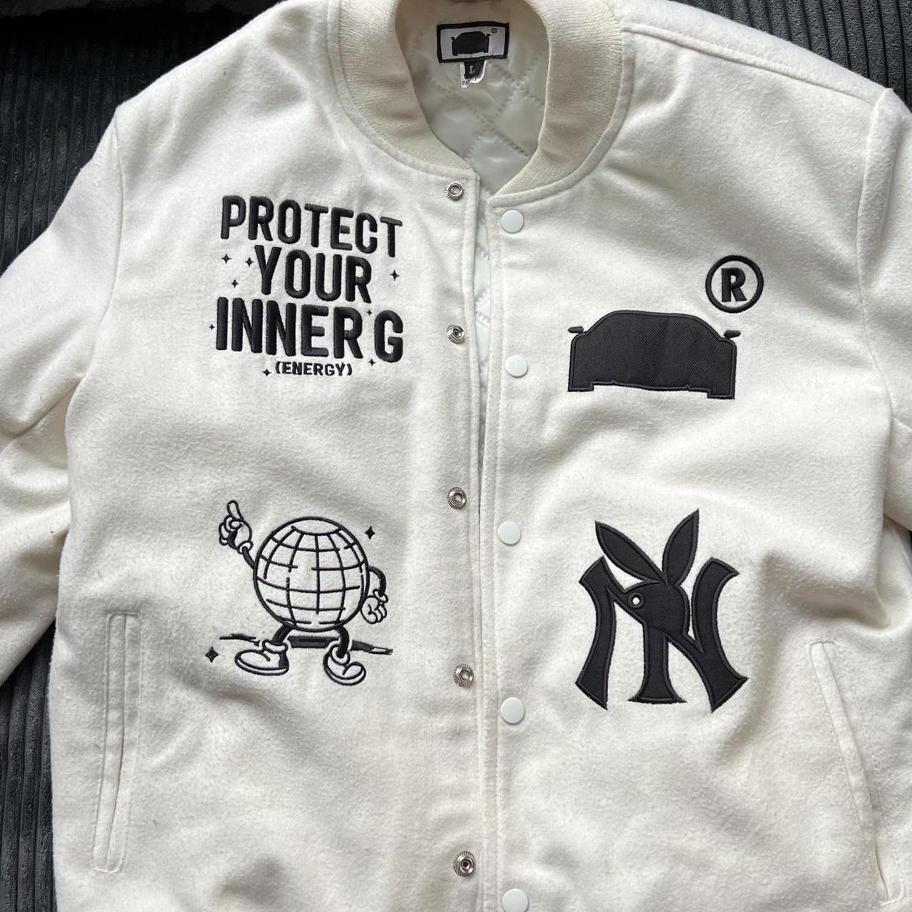 White Varsity Jackey | Depop