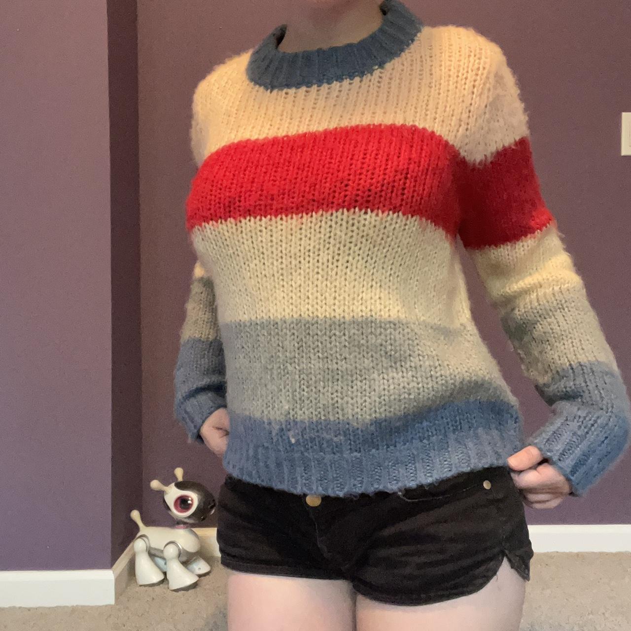 Retro knit sweater in pastel pink / red / blue /... - Depop