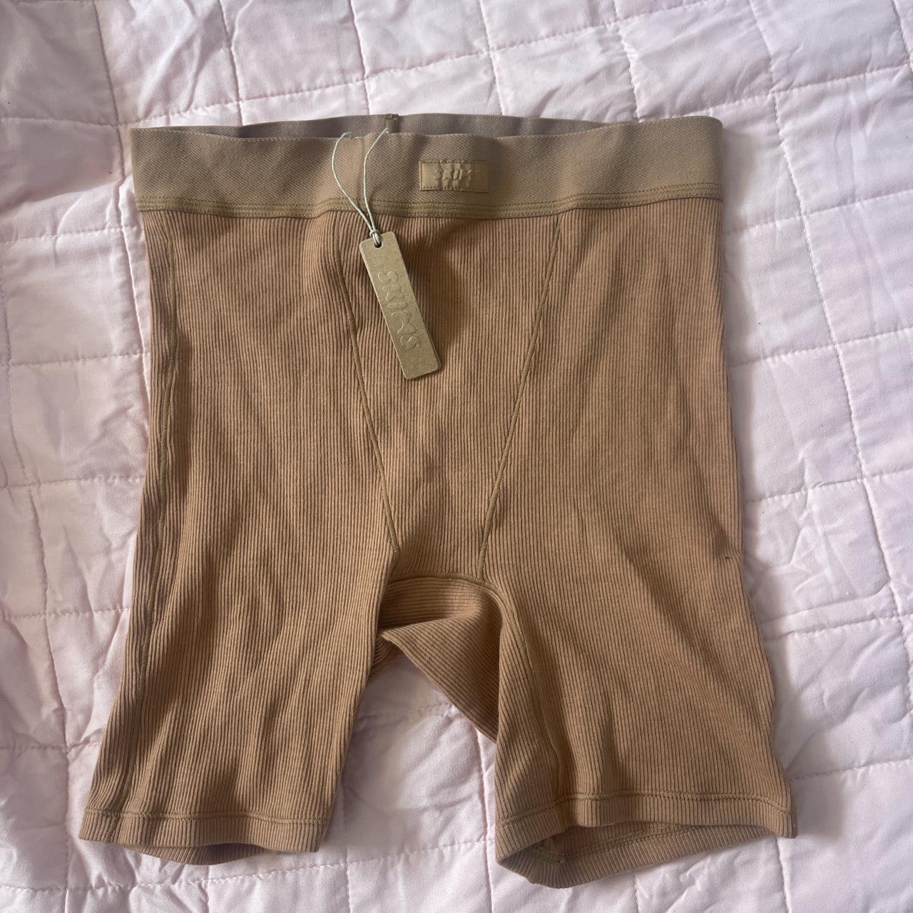 Skims tan ribbed biker shorts Brand new w... - Depop
