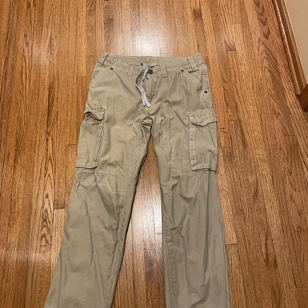 (dm so i can unboost) Tan/cream color cargo pants... - Depop