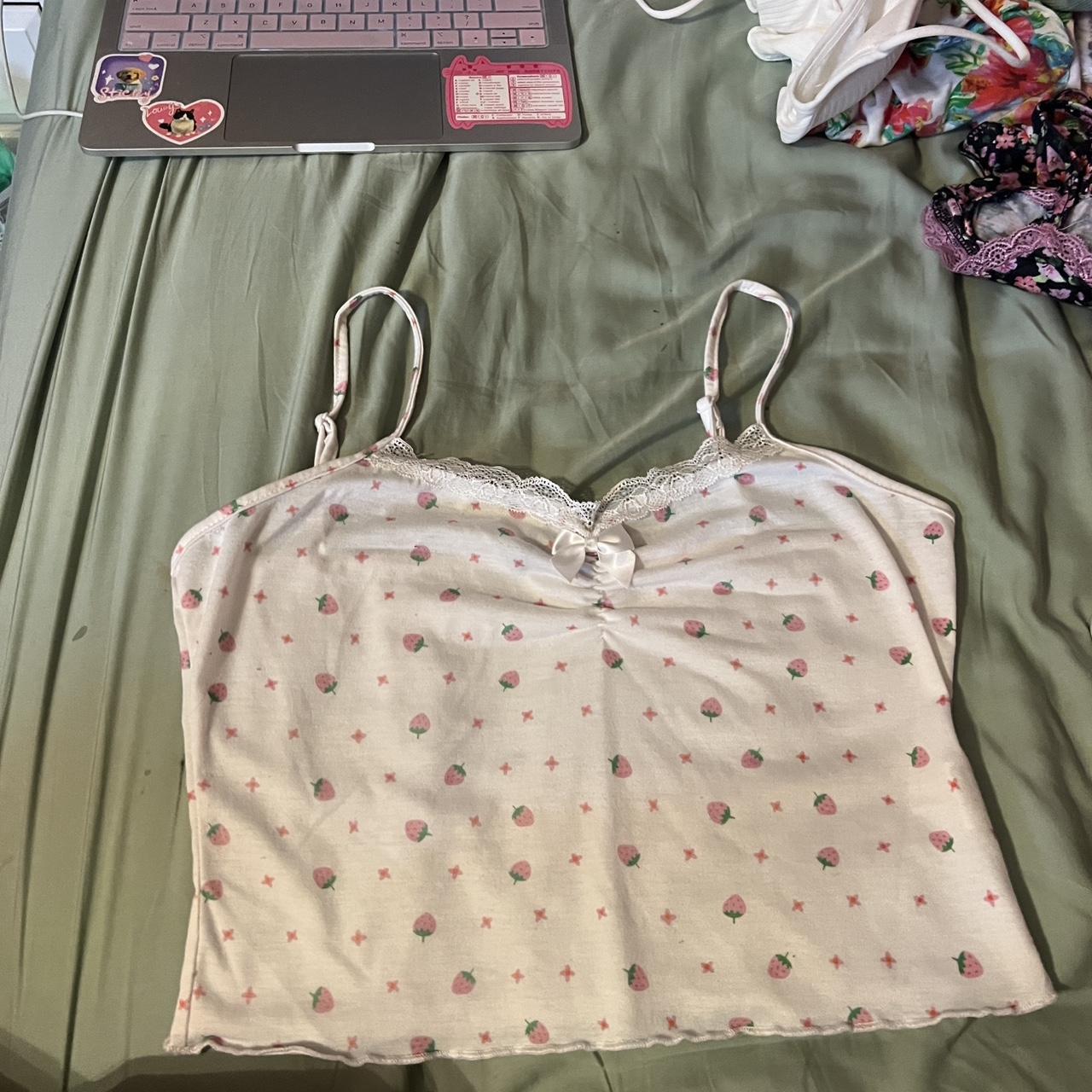 Super cute strawberry tank top #strawberry... - Depop