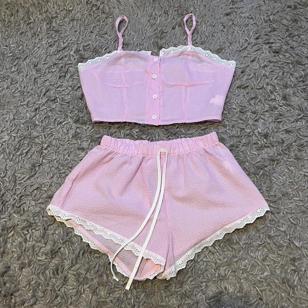 pink shein pj set!! size small two available!! - Depop