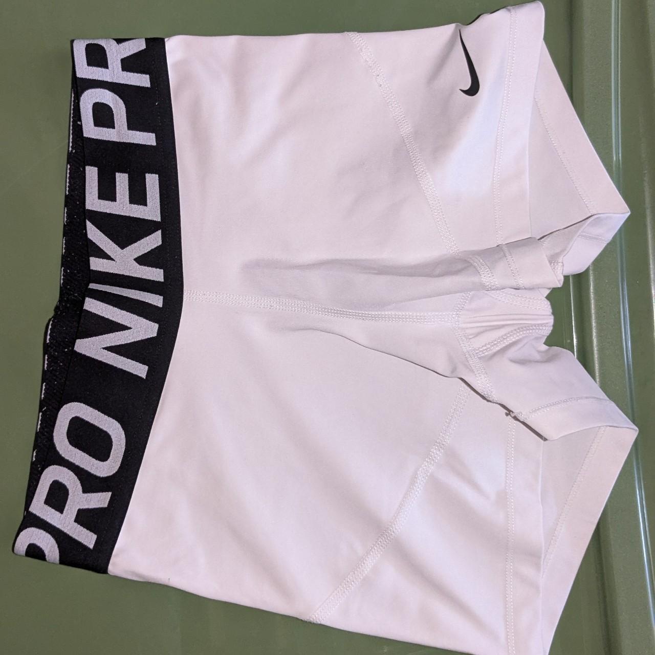 White Nike pro spandex shorts, size xsmall Great... - Depop