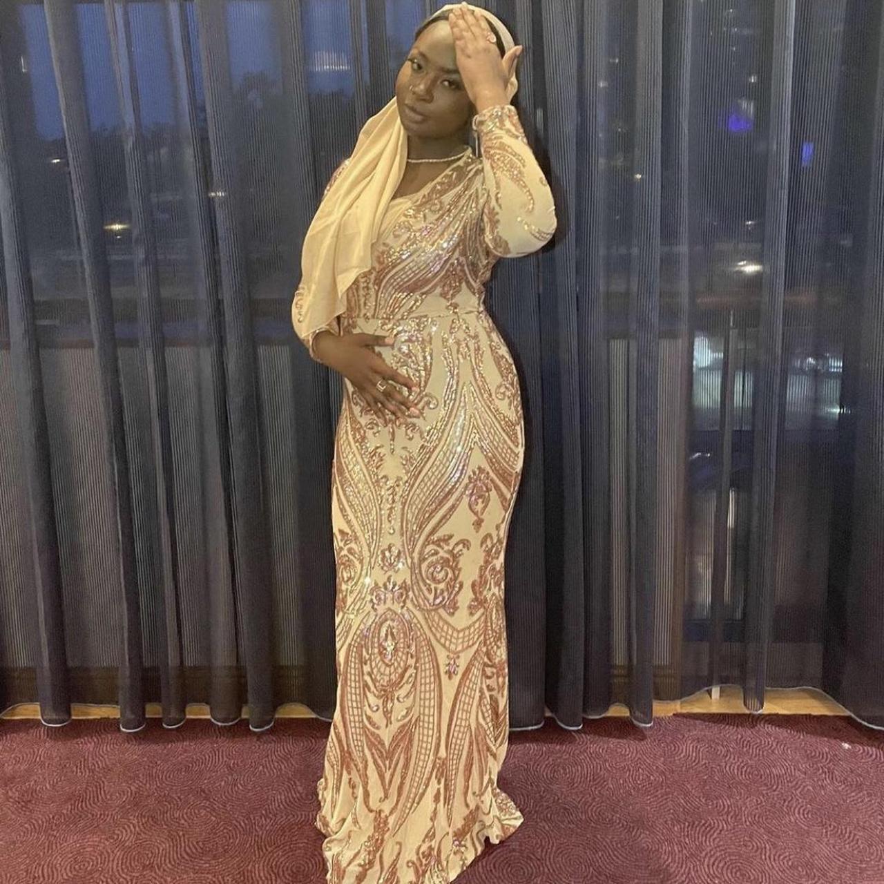 Gold prom dress Only worn once has a piece of... - Depop