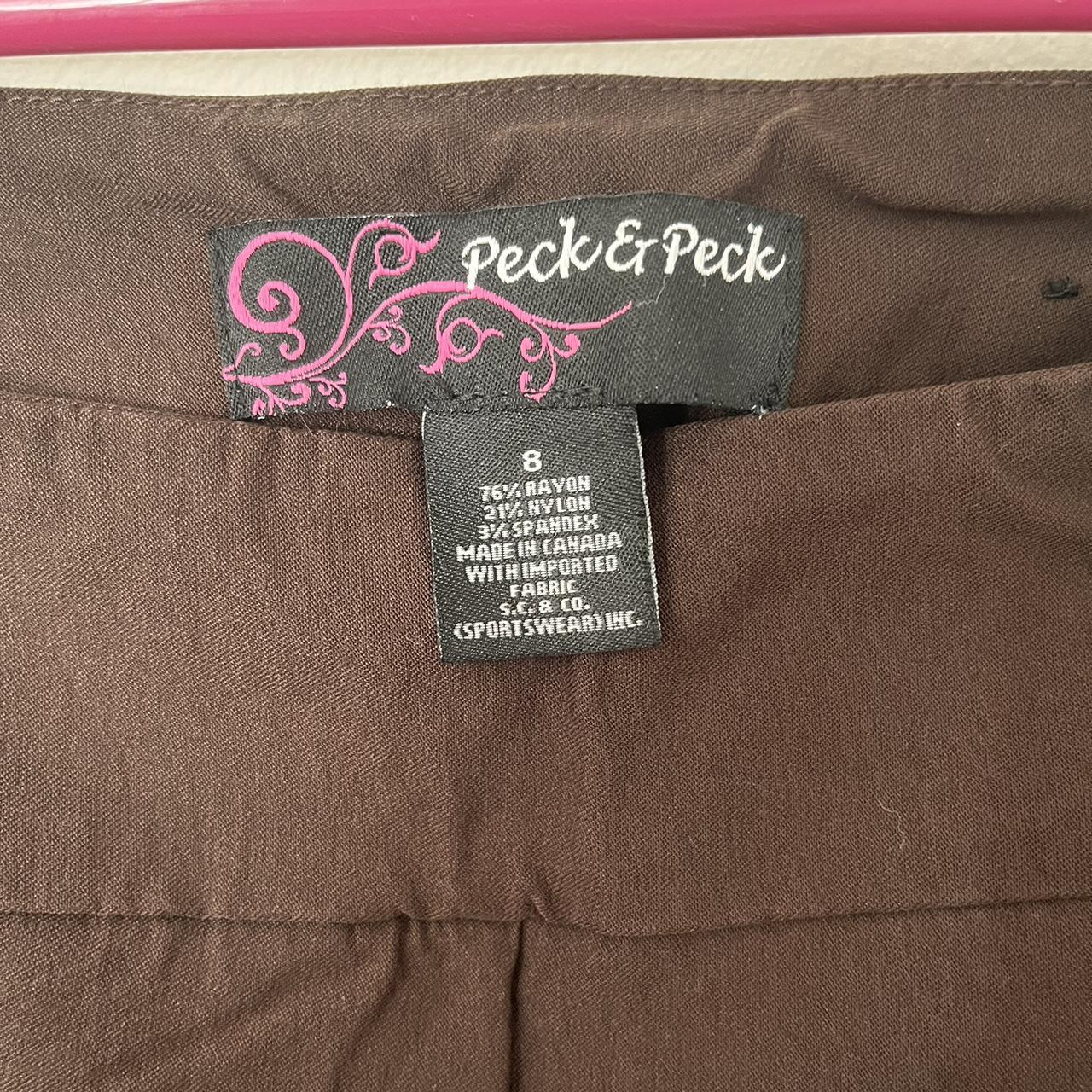 Peck And Peck Pull-On Brown Stretch Straight Leg Size 8 - Depop
