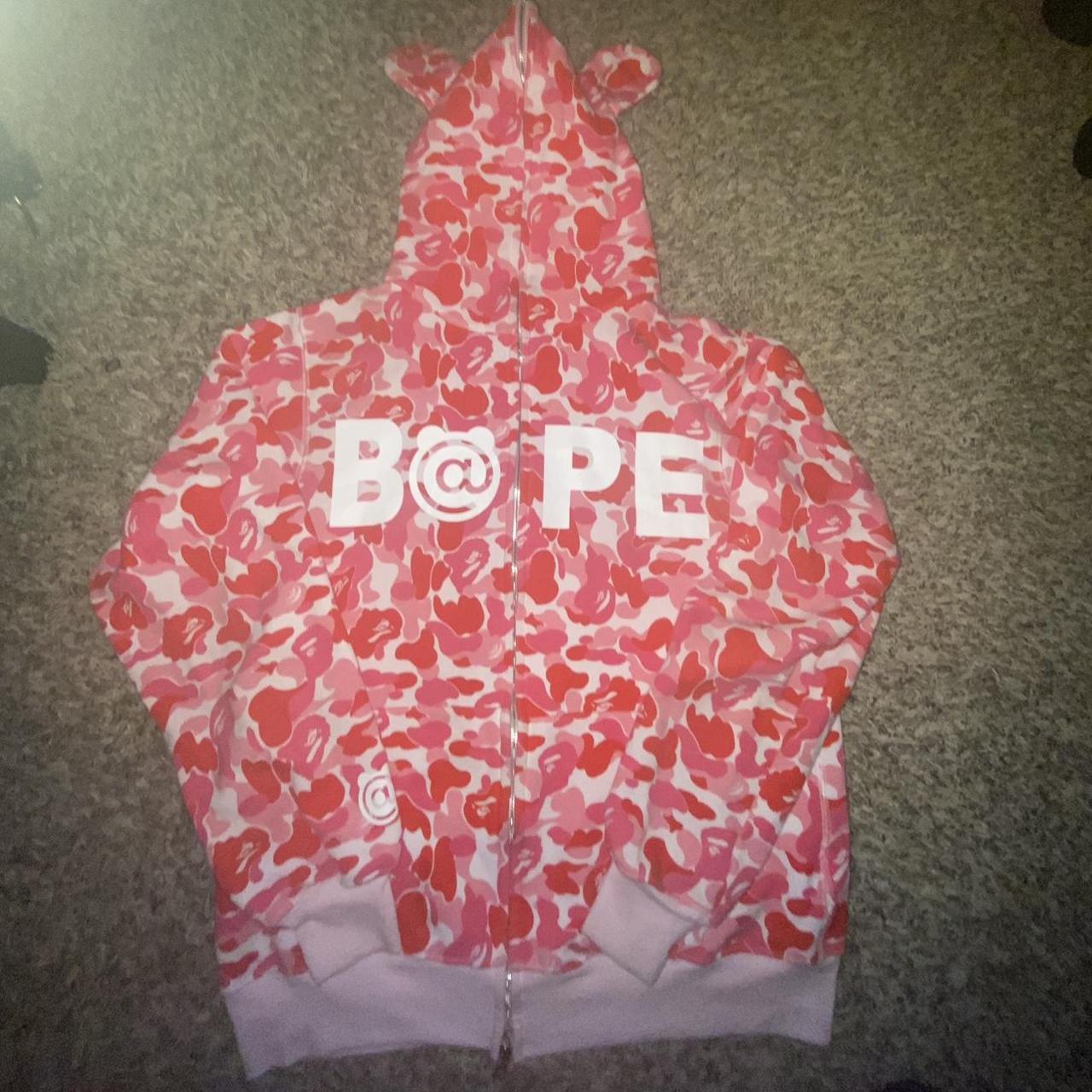Pink BAPE ABC Bearfull Zip up hoodie - Depop